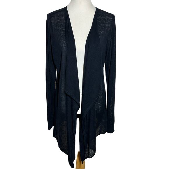 Tahari | Sweaters | Tahari Dark Blue Open Front Waterfall Cardigan Sz L ...